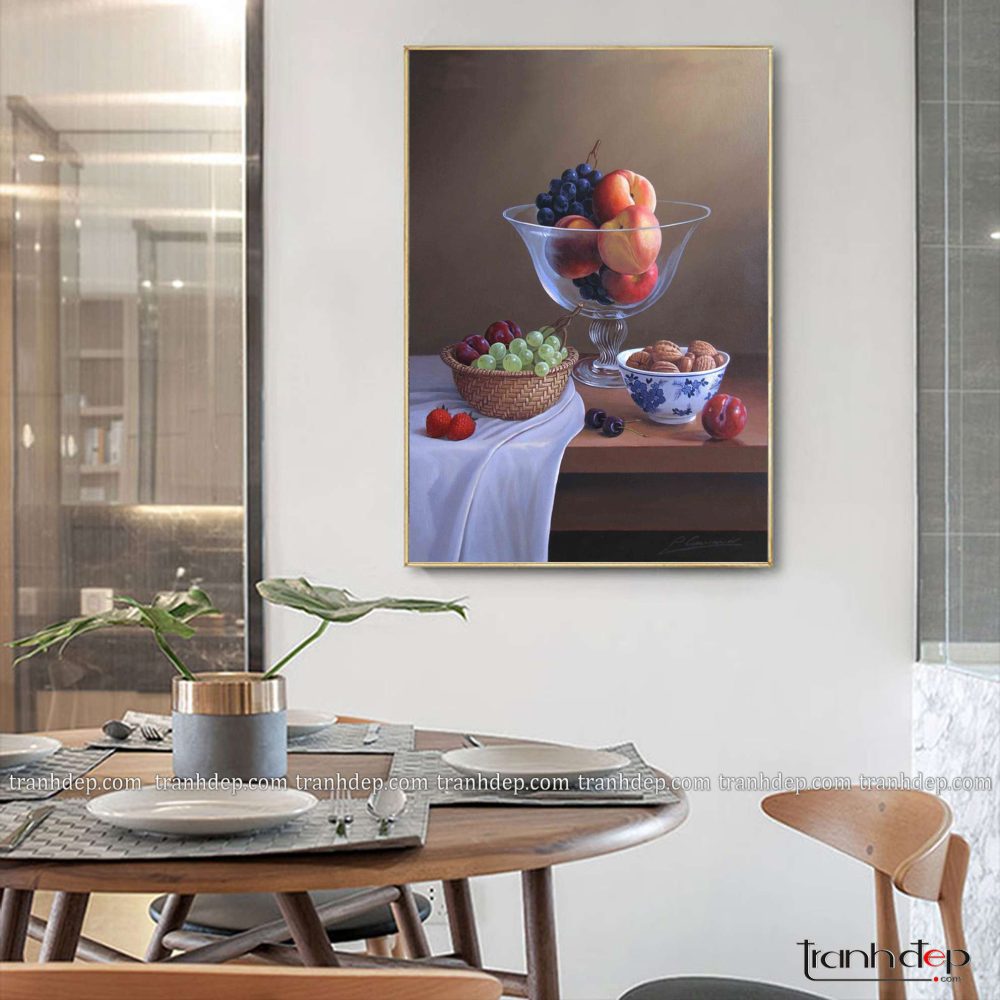 Tranh Tĩnh Vật Quả - Tranh Sơn Dầu Treo Tường Cao Cấp