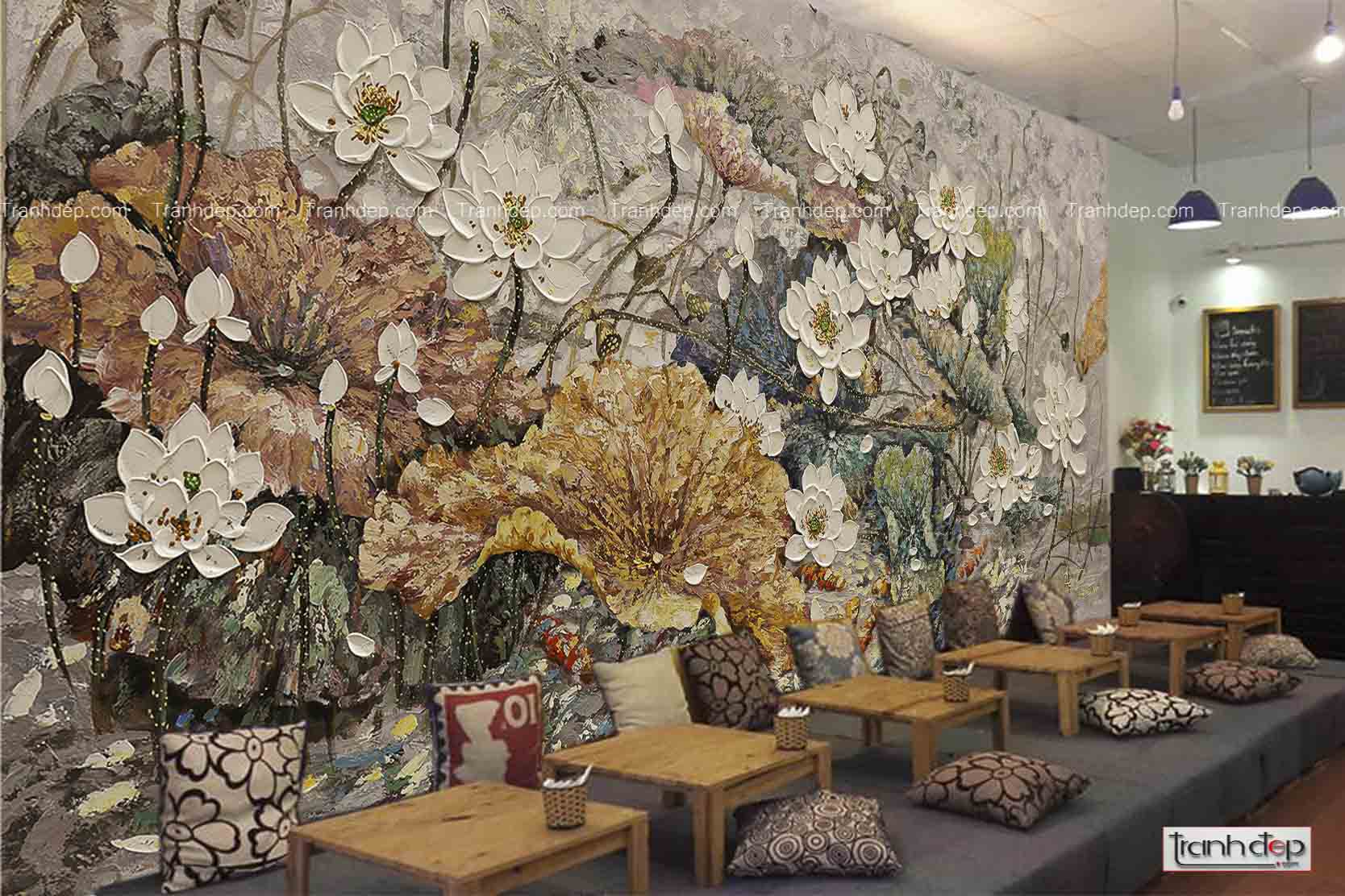 Tranh Decor Hoa Sen Dán Tường 001