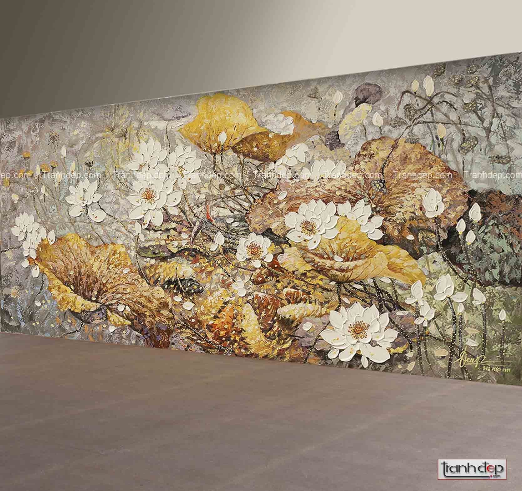 Tranh Decor Hoa Sen Dán Tường 001